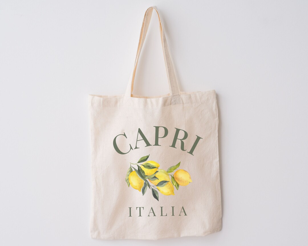 Capri, Amalfitana Lemon Watercolor Canvas Tote Bag | Capri, Italy ...