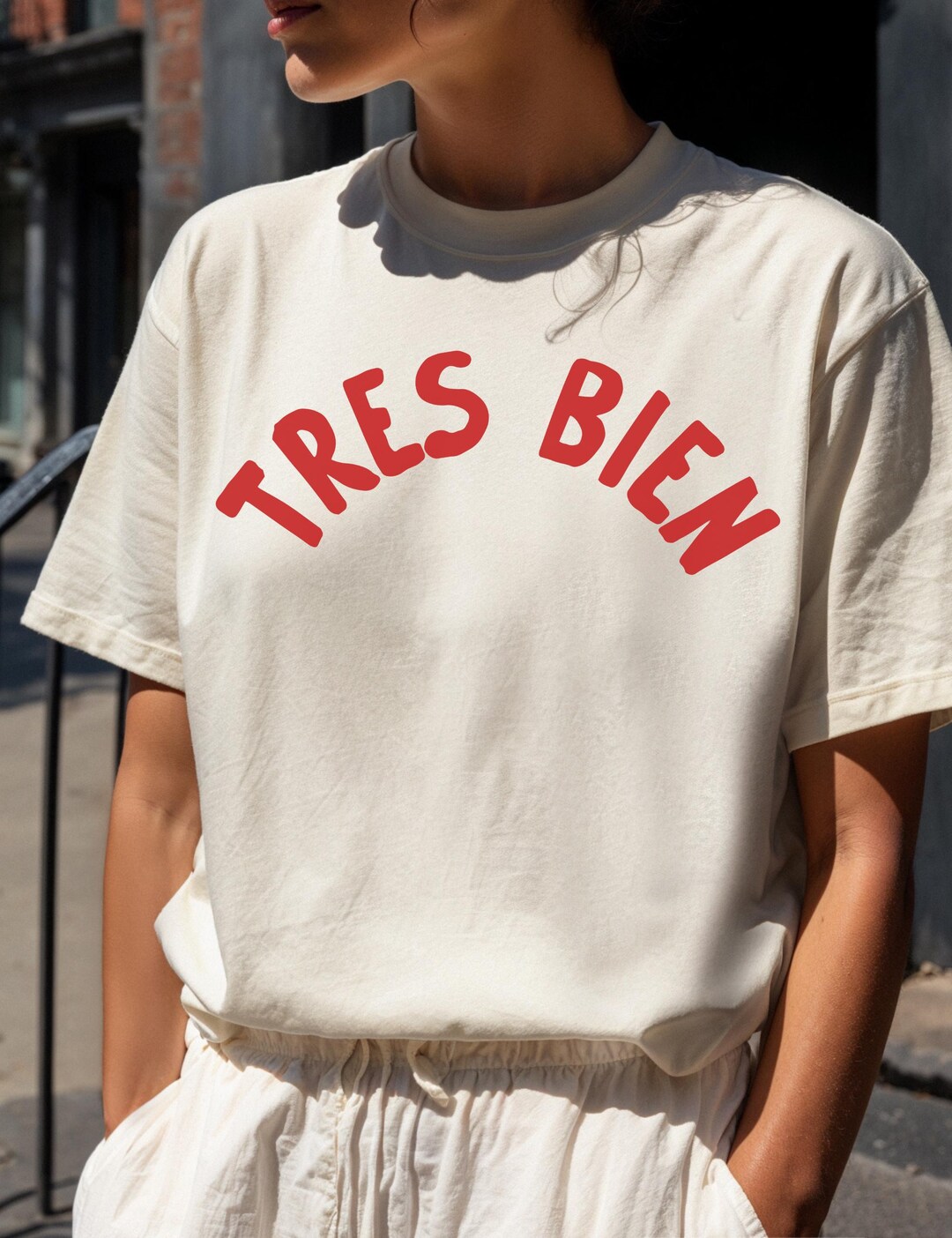 Tres Bien Comfort Colors Short Sleeve Cotton T-shirt | Cute Boho French ...