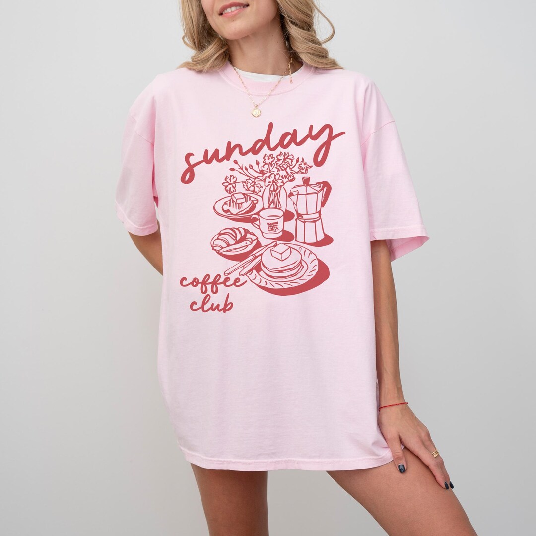 Sunday Coffee Club Comfort Colors Short Sleeve T-shirt, Boho Vintage ...