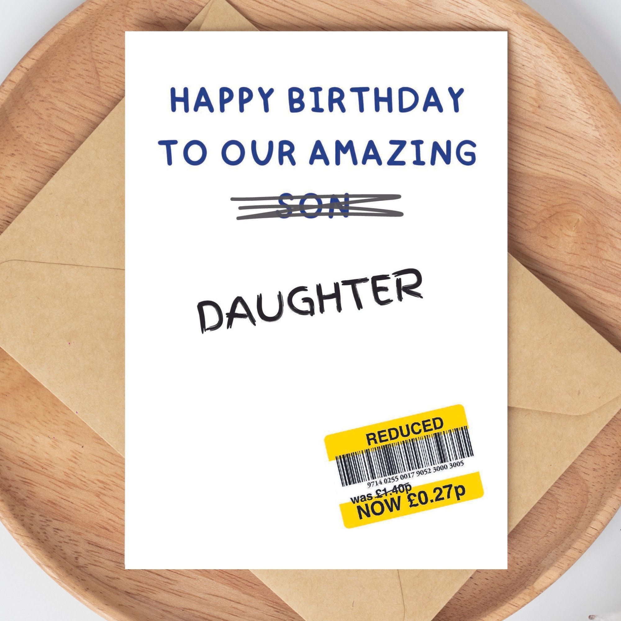Funny Birthday Card for Daughter, Reduced Sticker Birthday Card ...