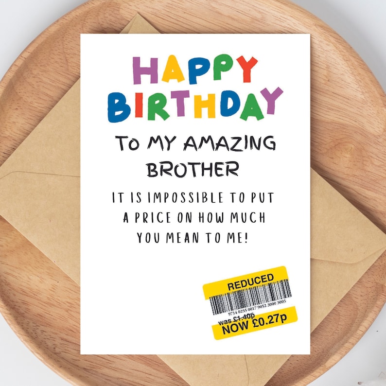 Funny Birthday Card for Brother Reduced Sticker Birthday - Etsy UK