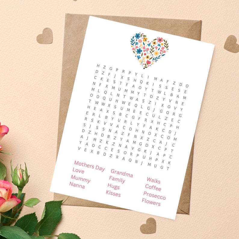 Personalised Birthday Card, Word Search Card, Birthday Gift, Birthday ...