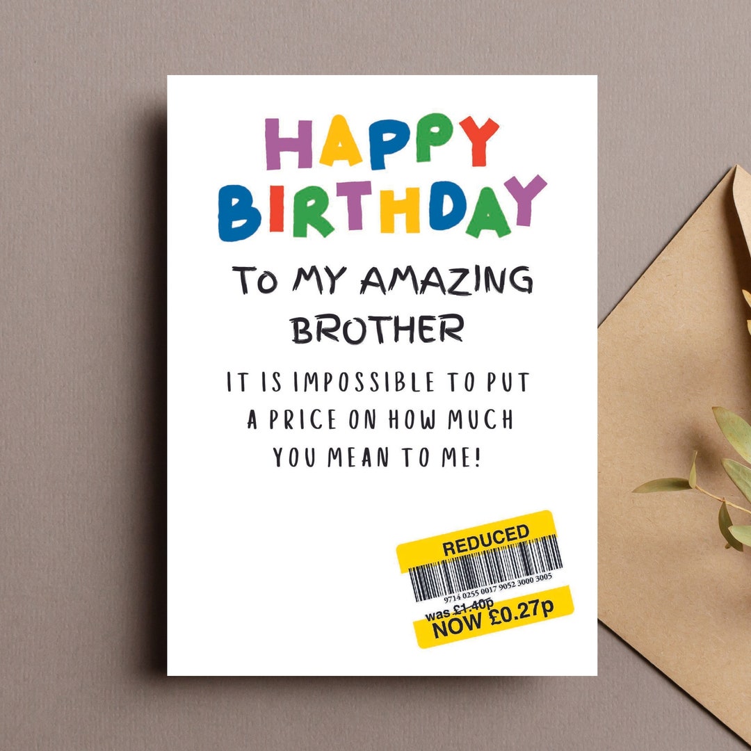 Funny Birthday Card for Brother, Reduced Sticker - Etsy UK