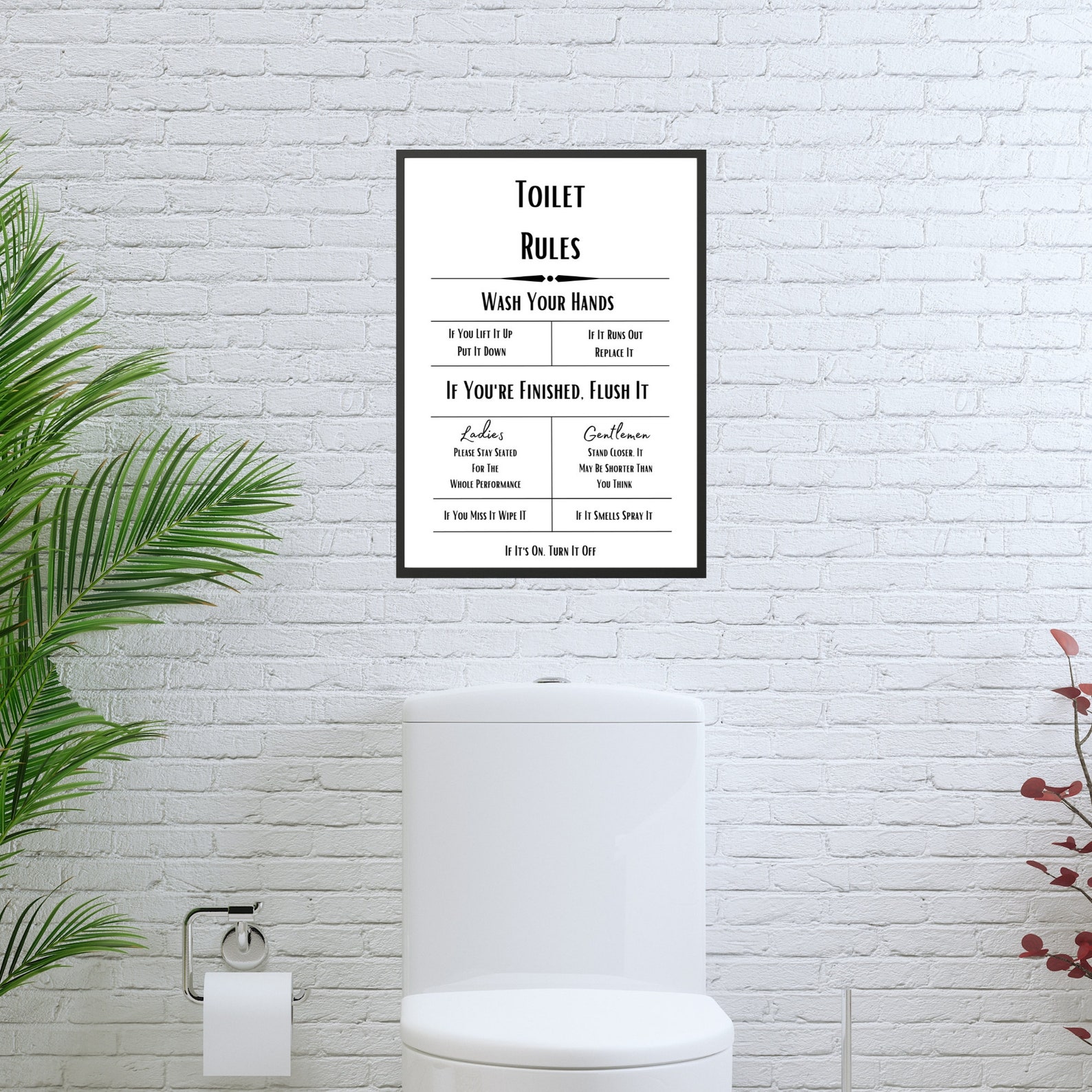 Toilet Rules Print, Digital Download Wall Prints, Print at Home, Toilet ...