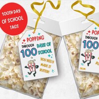 100th Day of School Treat Bag Topper, Happy 100th Day of School, One ...