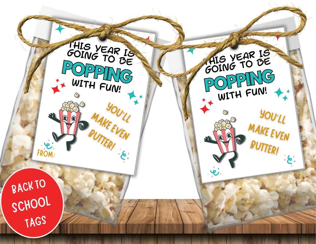 Back to School Printable Tag, First Day of School, Printable Popcorn ...
