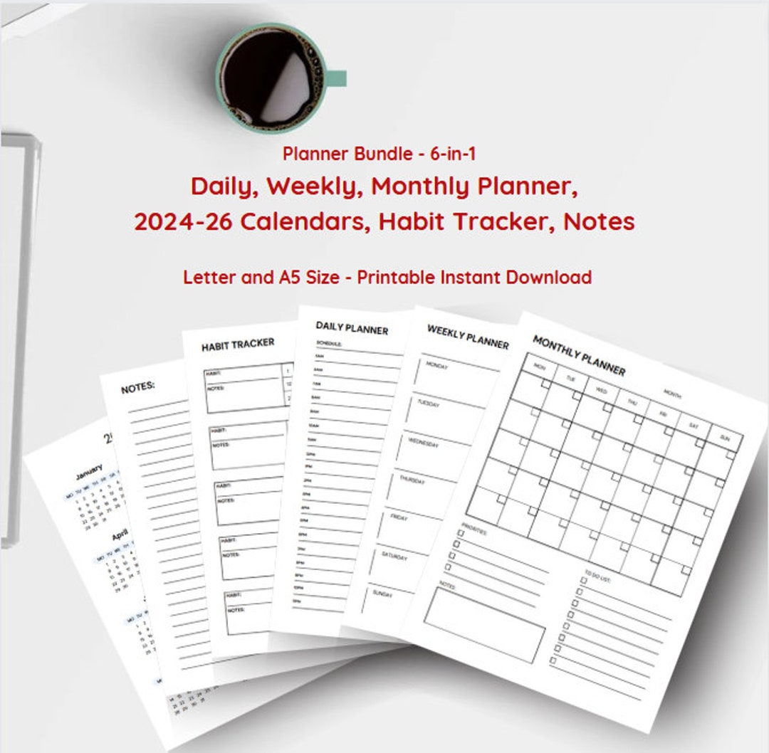 Printable Personal Planner Organizer Schedule Bundle, Office/remote ...