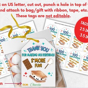Smores Treat Birthday Party Favor Tags, Printable Smores Bag Labels ...