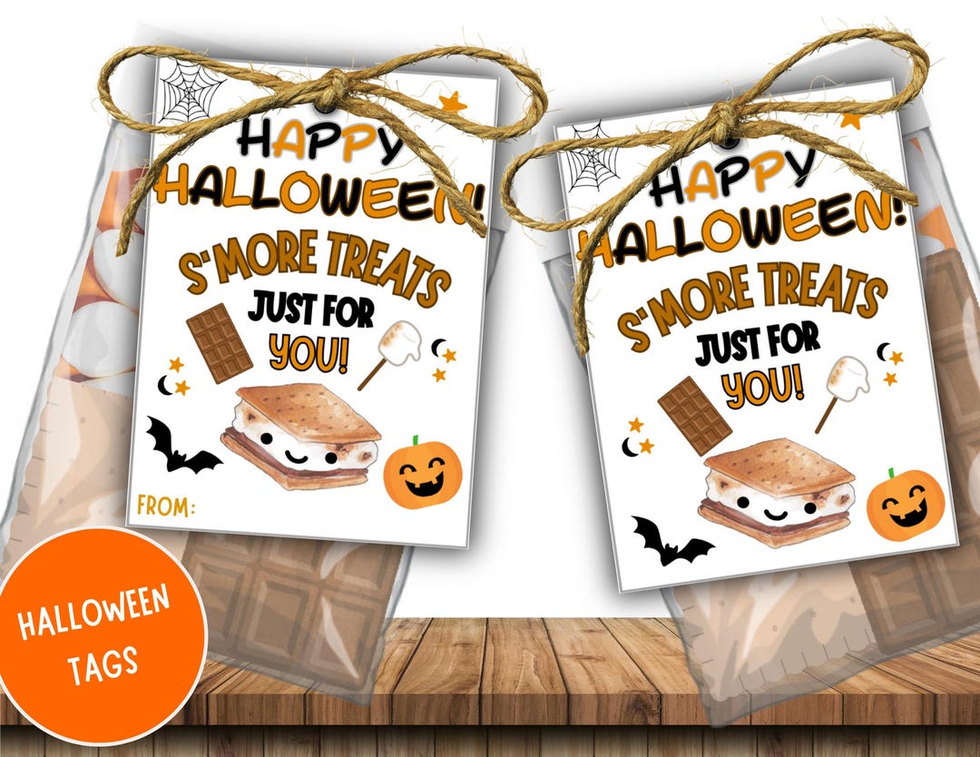 S'more Gift Tag, Halloween Topper Tag, Printable Smore Bag Label ...