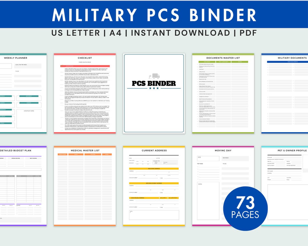 PCS Military Move Binder. PCS Organizer, PCS Checklist, Military Move ...