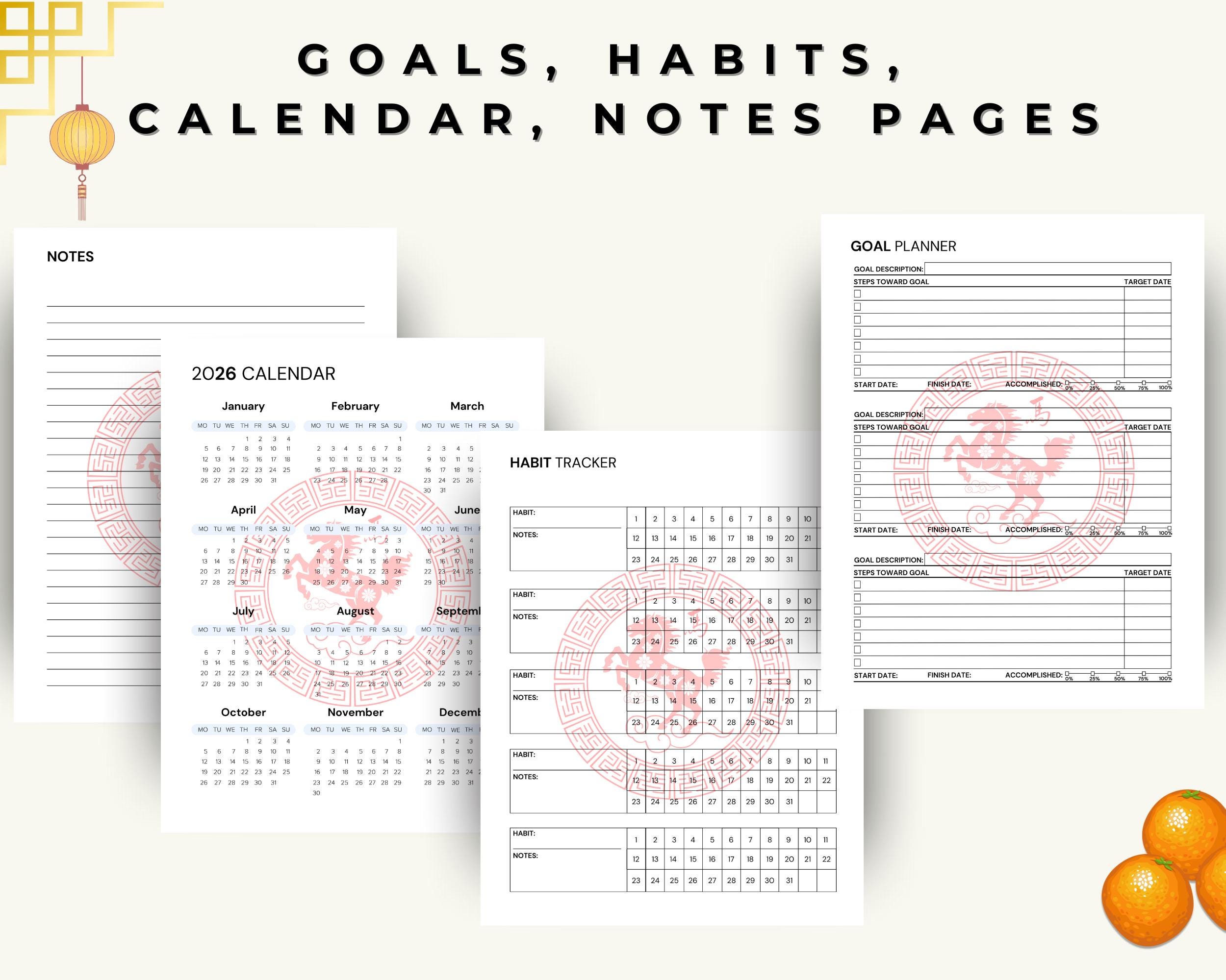 Printable Planner Chinese/lunar/zodiac New Year of the Horse. Lunar ...