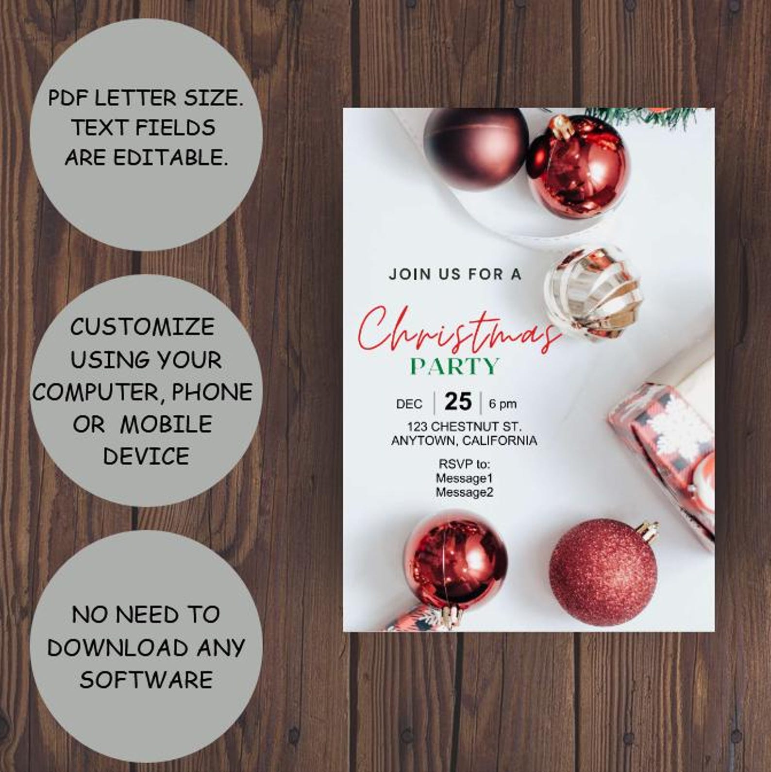 Editable Christmas Party Invitation/jingle and Mingle/gift Exchange ...