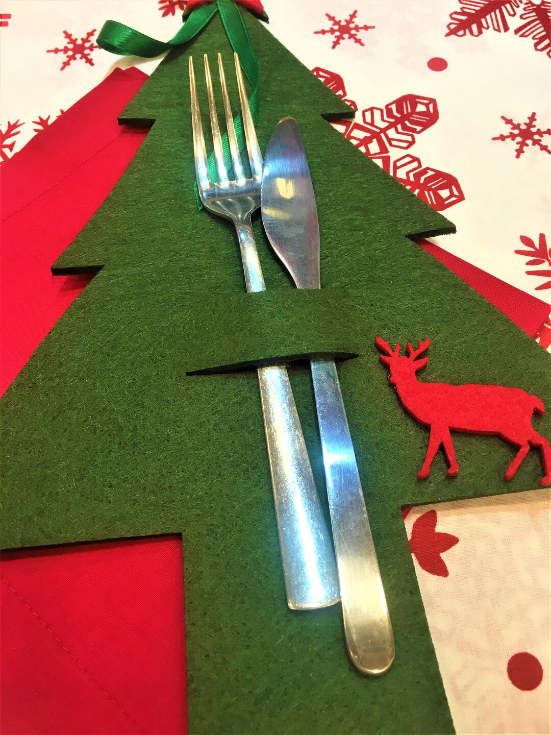 Felt Cutlery Holder Pocket, Felt Decor, Felt Cutlery Pocket, Christmas ...