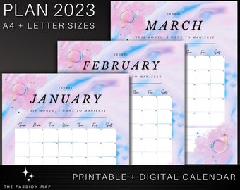 Printable Digital Calendar 2023 - Opal Slice - Size A4 and Letter ...