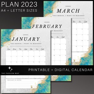 Printable Digital Calendar 2023 - Opal Slice - Size A4 and Letter ...