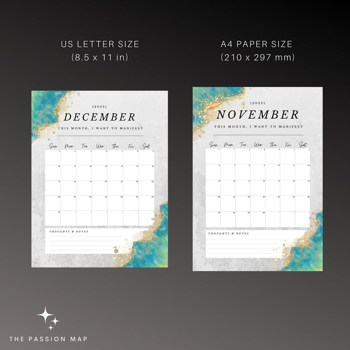 Printable Digital Calendar 2023 - Opal Slice - Size A4 and Letter ...