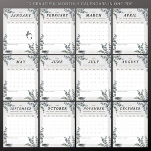 Printable Digital 2023 Calendar - Eucalyptus - Size A4 and Letter ...