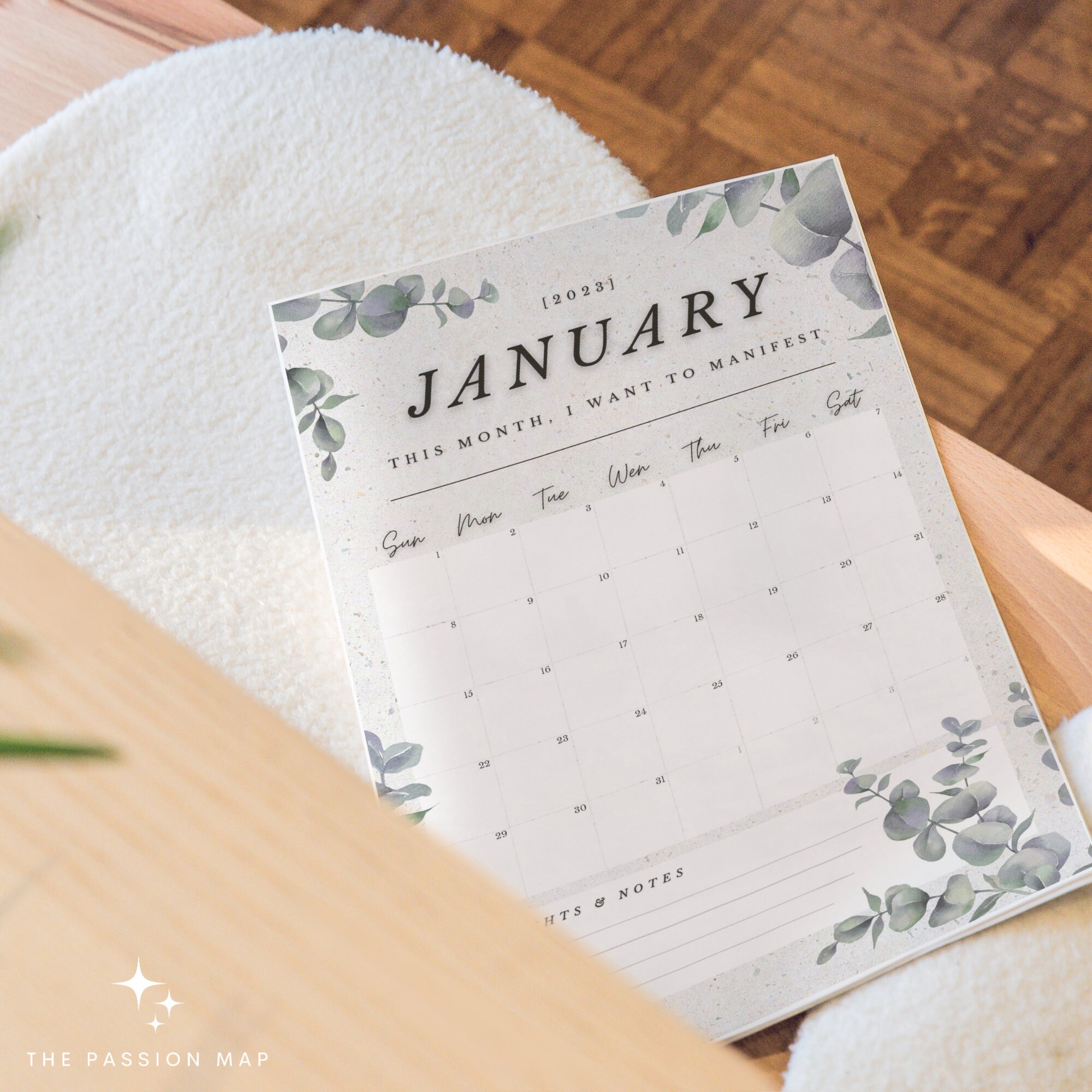 Printable Digital 2023 Calendar Eucalyptus Size A4 and Letter Editable ...