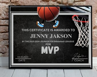 Basketball Certificate, Achievement, Award, Sports MVP, Certificate of ...