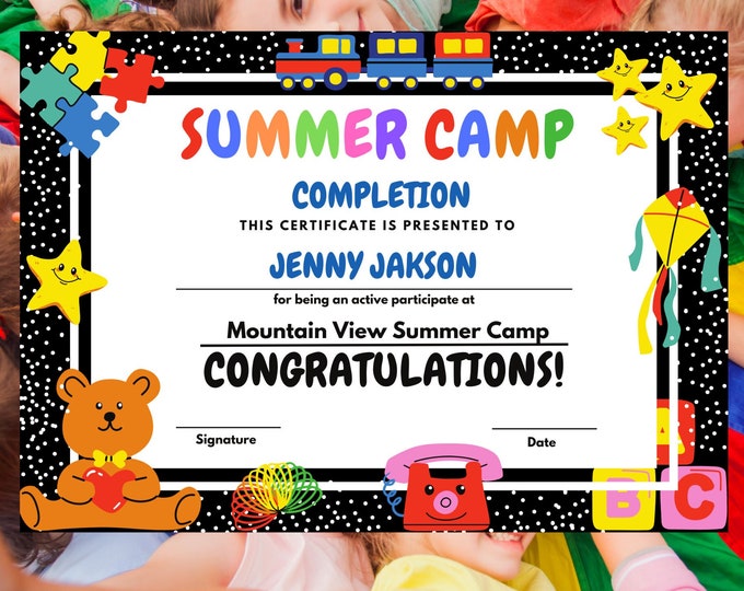 40 Customizable Camp Awards, Fun Animal Themed Summer Camp Certificates ...