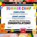 Summer Camp Fun Certificate, Summer Camp Participant Award, Fillable ...