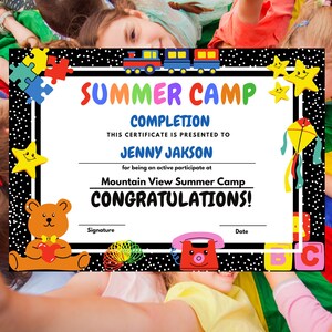 Summer Camp Fun Certificate, Summer Camp Participant Award, Fillable ...
