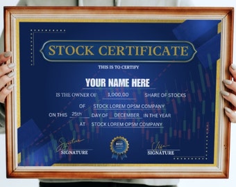 Elegant Stock Certificate Template Editable and Customizable - Etsy