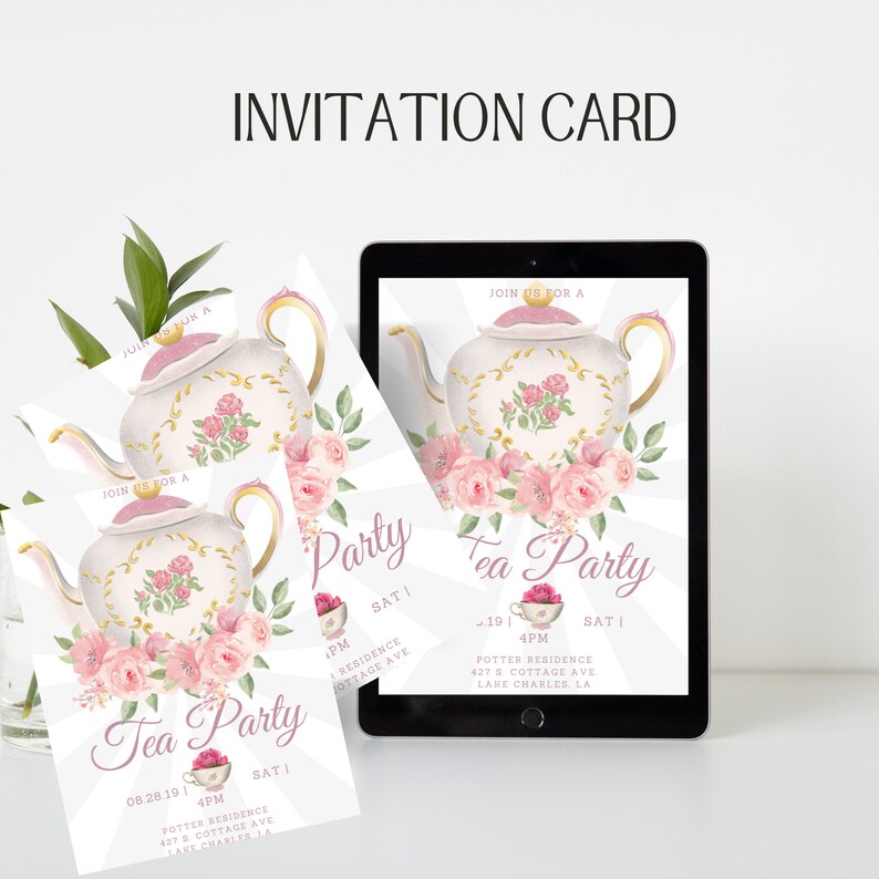 Tea Party Birthday Invitation Template Printable Girls - Etsy