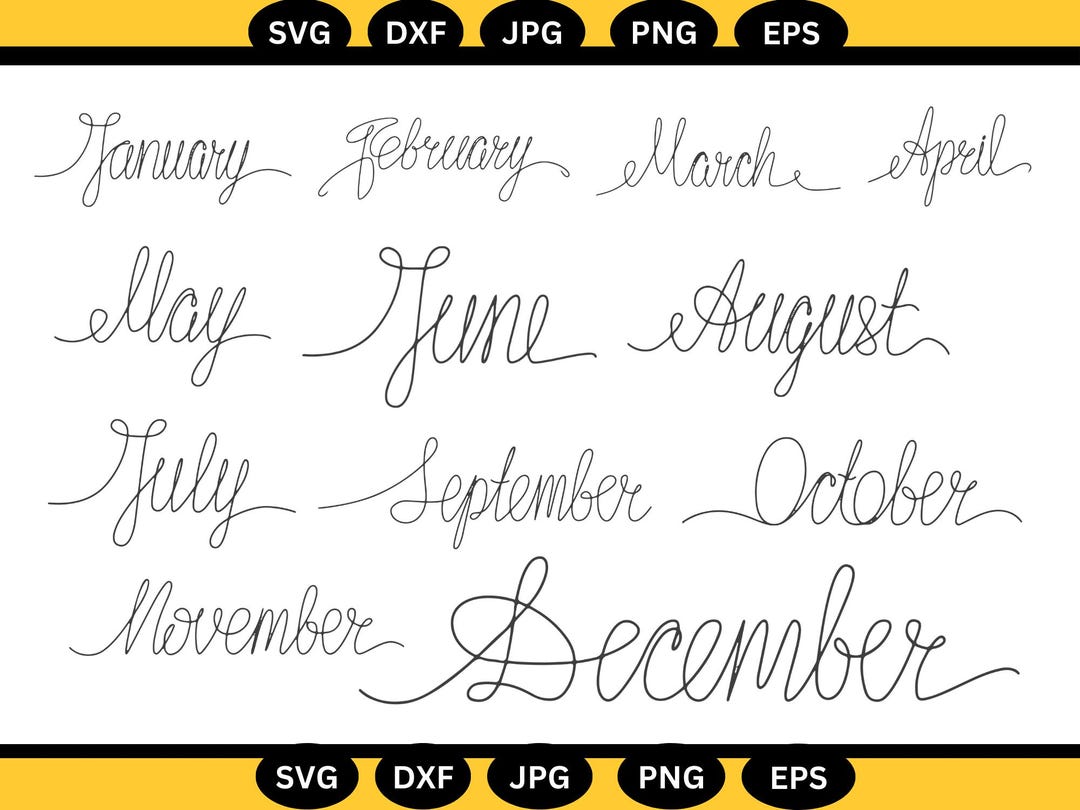 Months of the Year SVG Bundle, Clipart Calendar, SVG Calendar Months ...