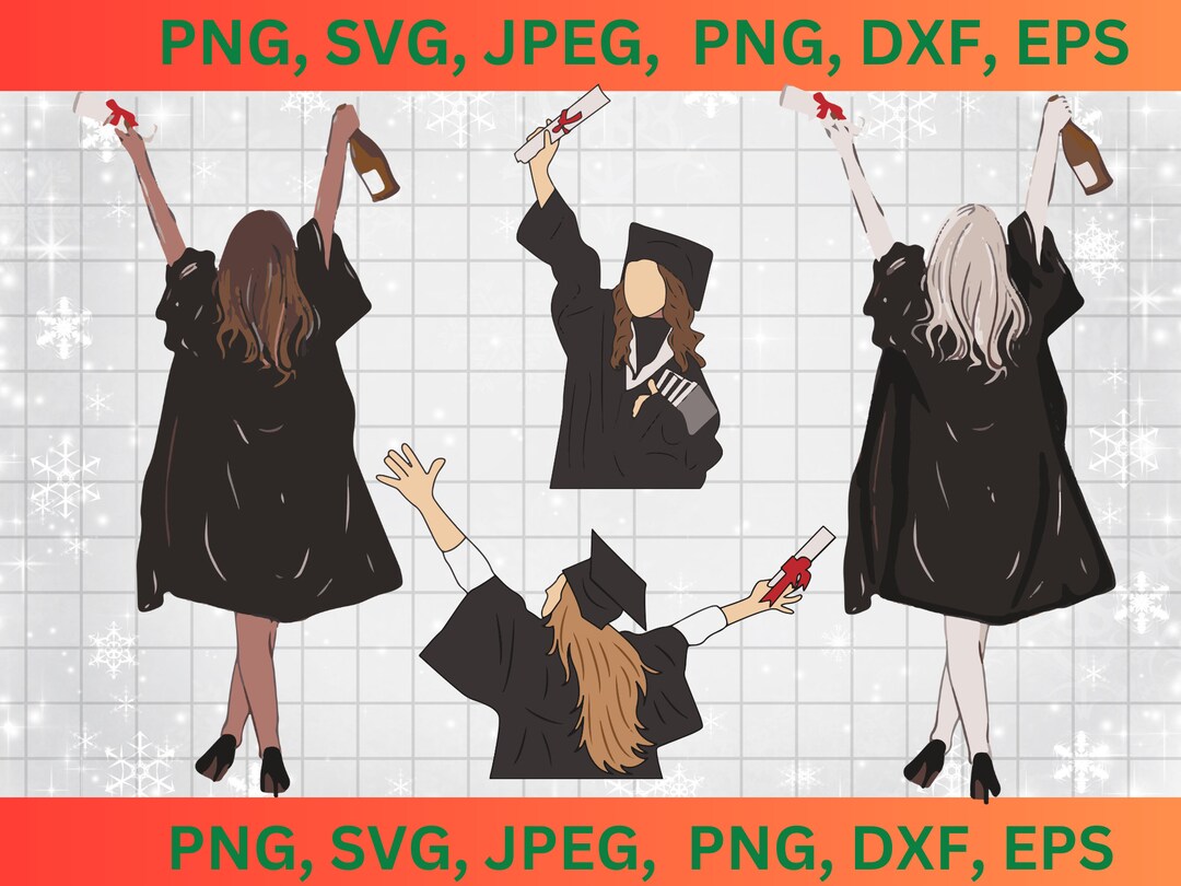 Graduation Girls Clipart, Graduation Clipart, Grads Friends, Grad Girl ...