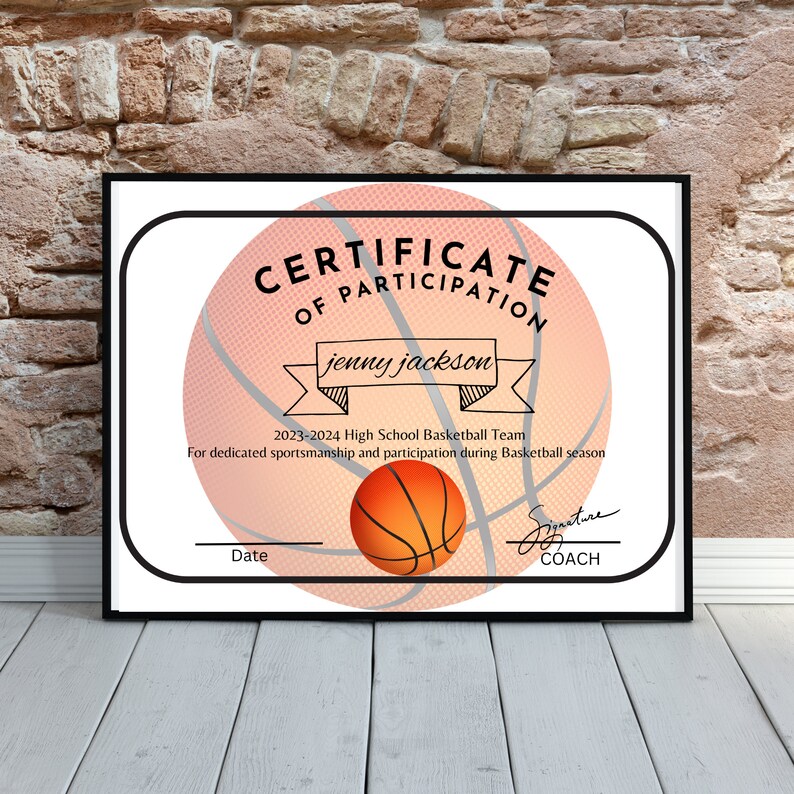 Editable Basketball Certificate Template Printable - Etsy