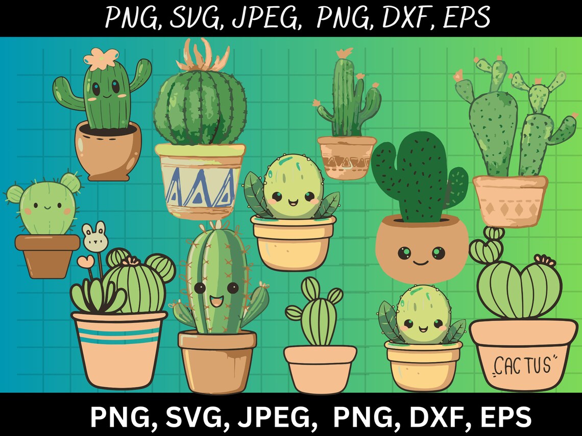 Cactus Svg Bundle/ Cricut Cut File/ Cactus Png Bundle - Etsy