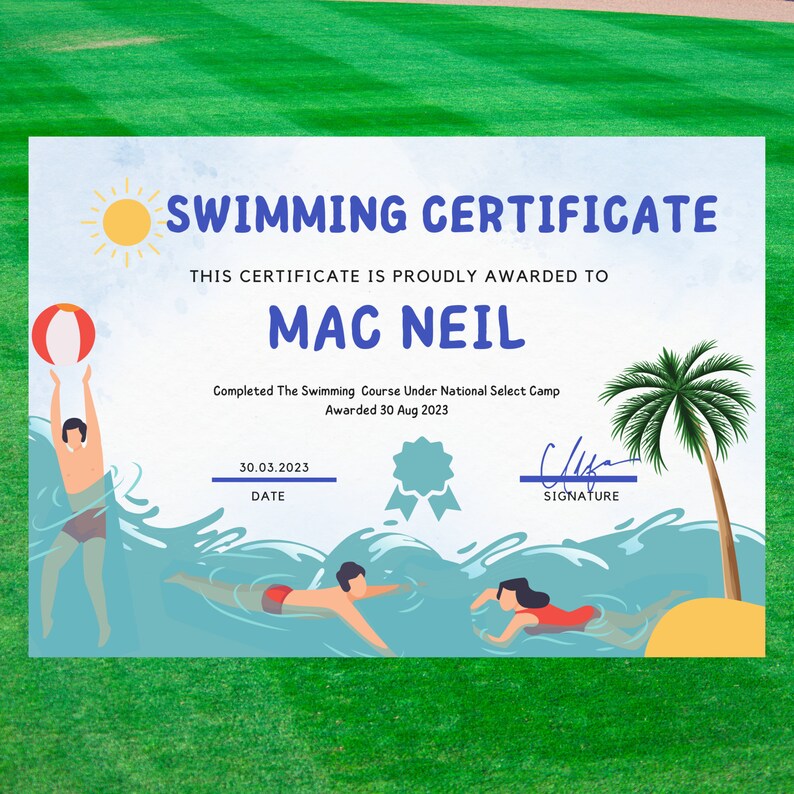 EDITABLE Swim Team Award Certificates, INSTANT DOWNLOAD, Swimming ...