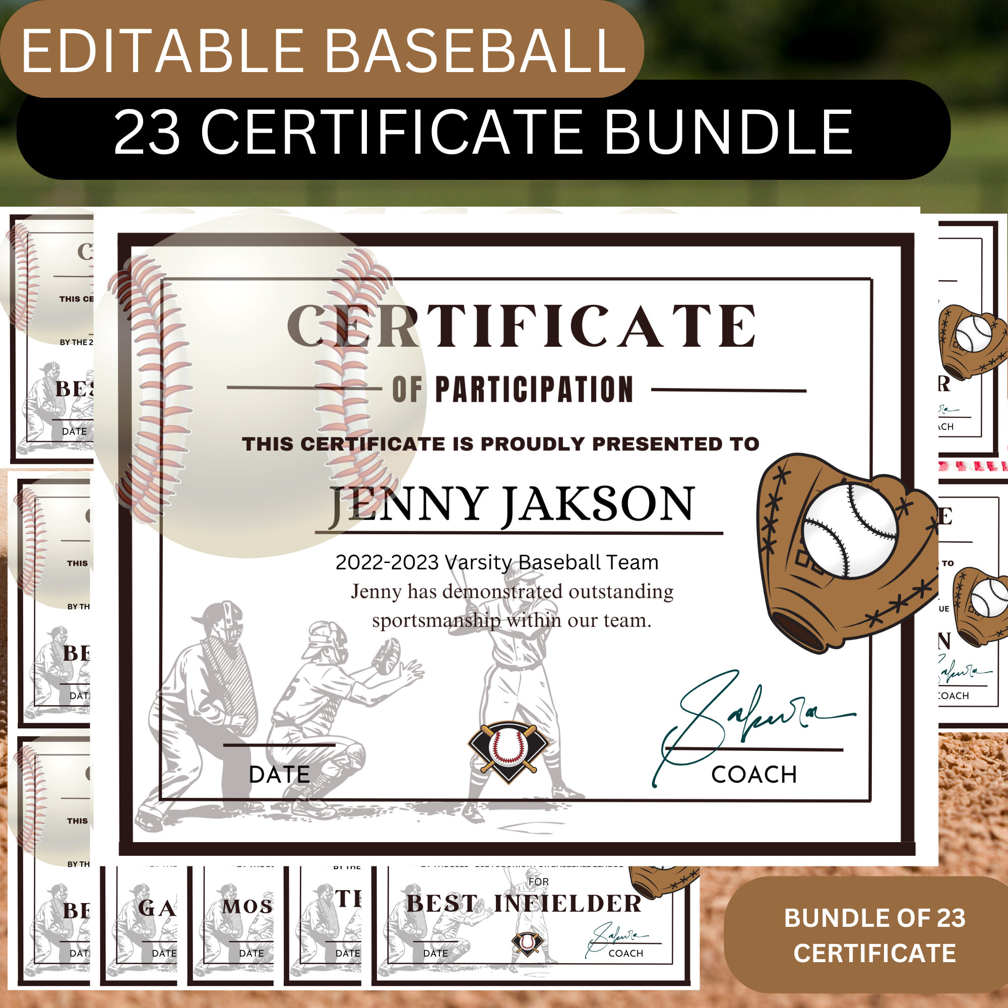 Editable Baseball Award Certificate Bundle Team Party - Etsy