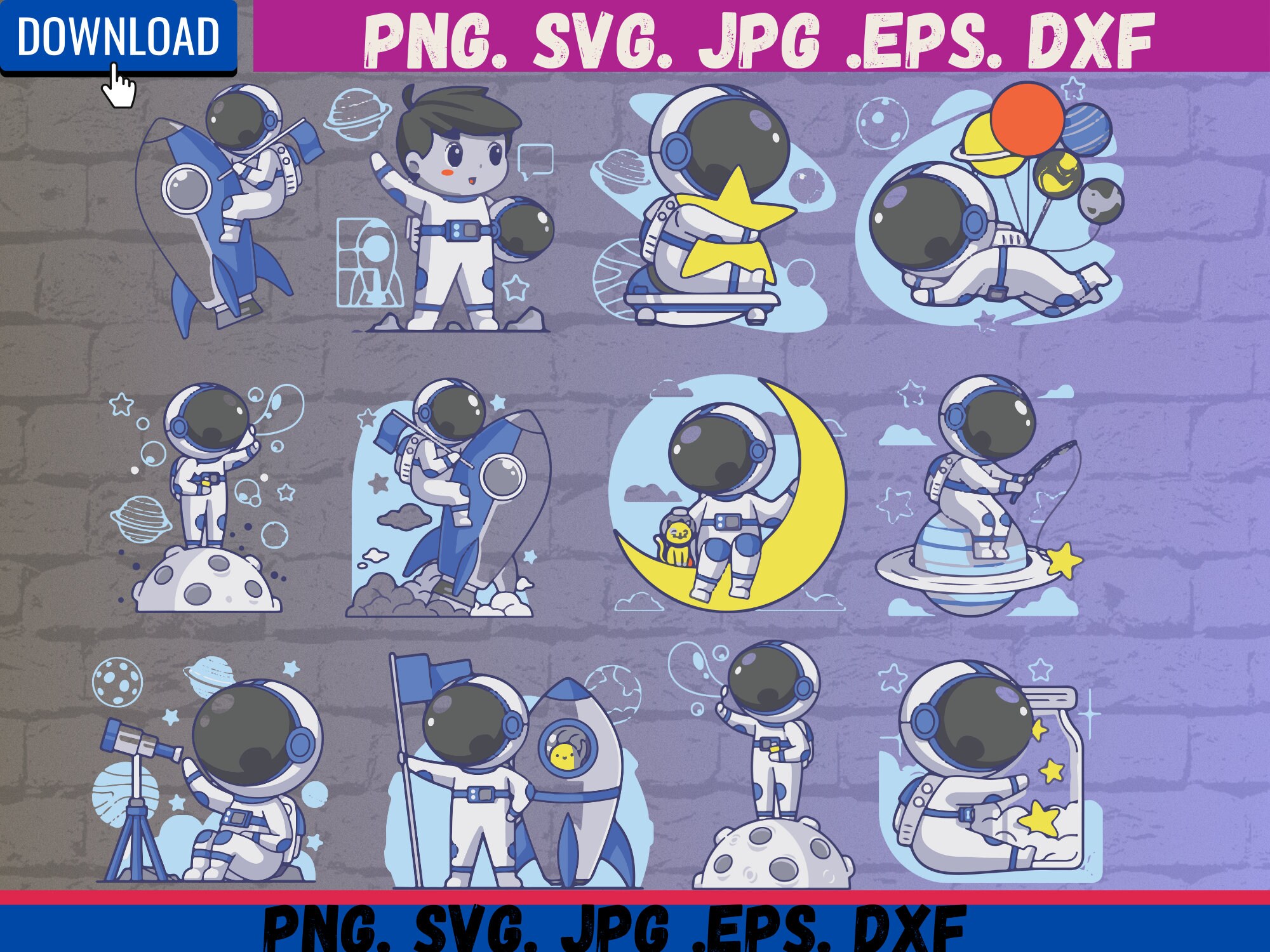 Cute Astronaut Svg, Kid Astronaut Svg, Space Svg,planet Balloons Png ...