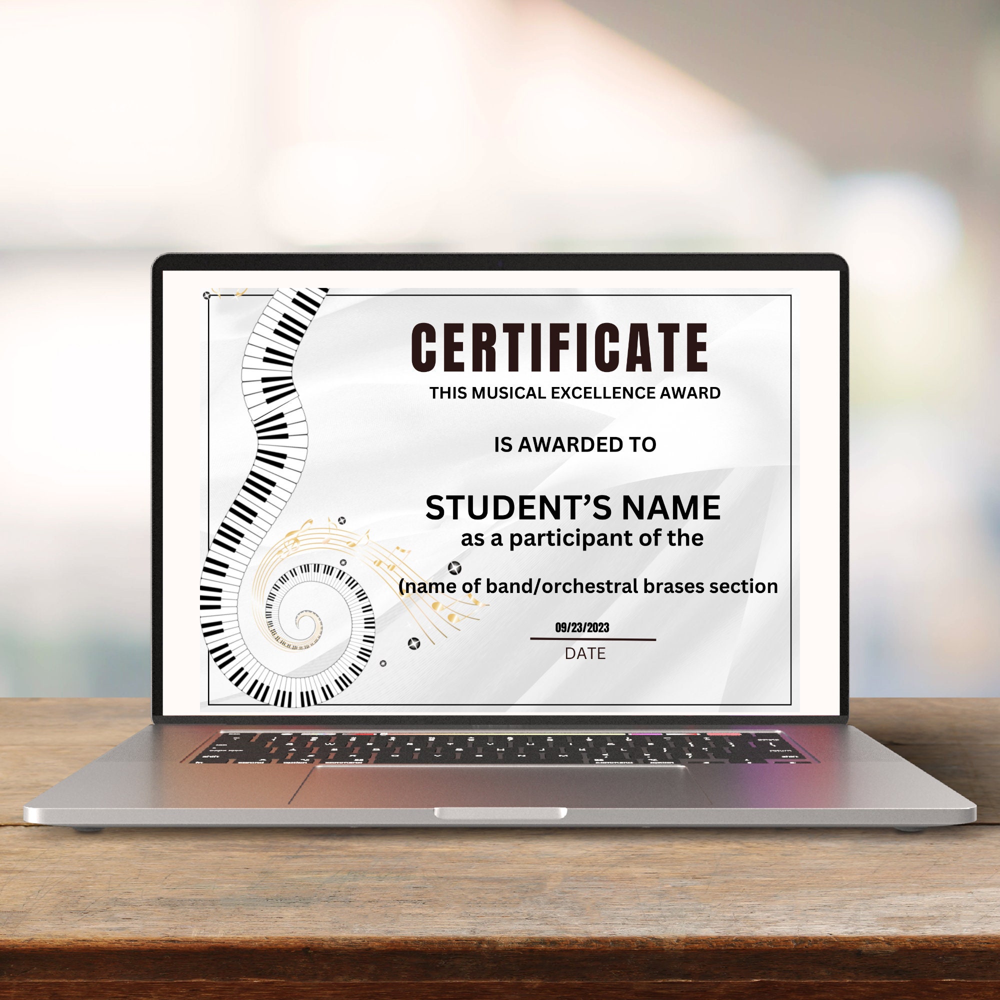 Music Certificate, Instant Download, Achievement Certificate, Music ...