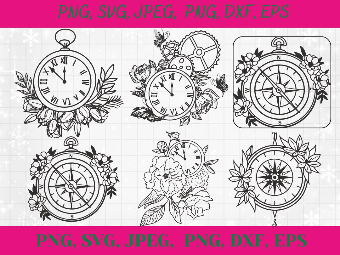 Floral Clock Svg File\ Vintage Floral Clock Svg\ Wedding Clock Svg ...