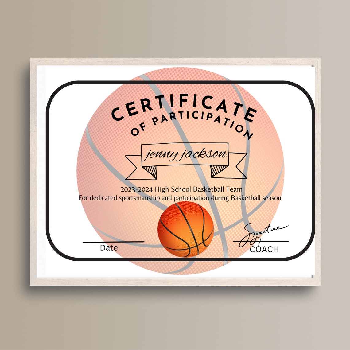 Editable Basketball Certificate Template Printable - Etsy