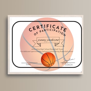 Editable Basketball Certificate Template , Printable Certificate ...