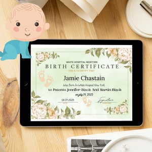 Editable Certificate of Birth Certificate Template, Baby Certificate ...