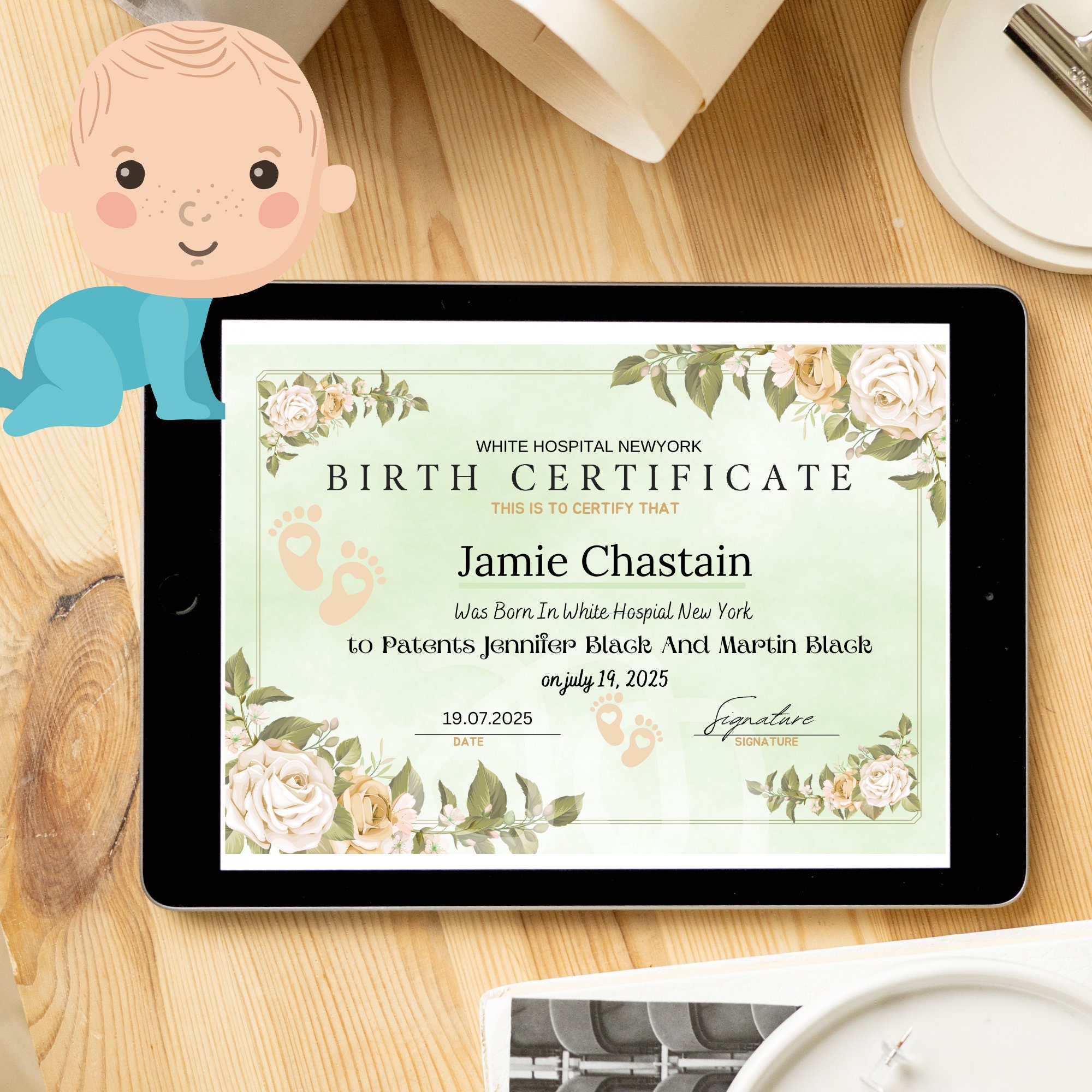 Editable Certificate of Birth Certificate Template Baby - Etsy