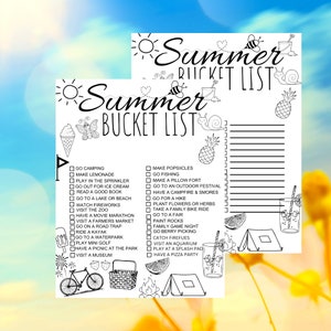 Summer Bucket List Printable, Summer Break Bucket List Template, Summer ...
