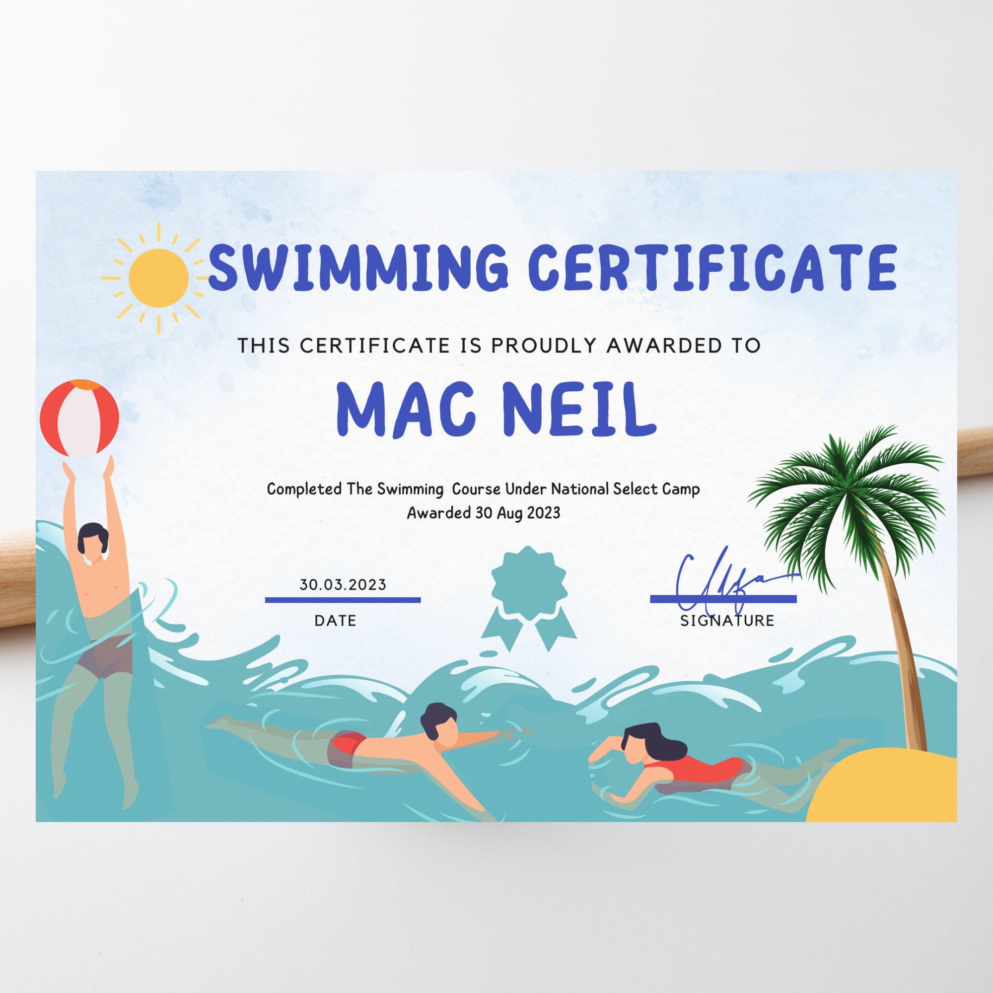 EDITABLE Swim Team Award Certificates INSTANT DOWNLOAD - Etsy