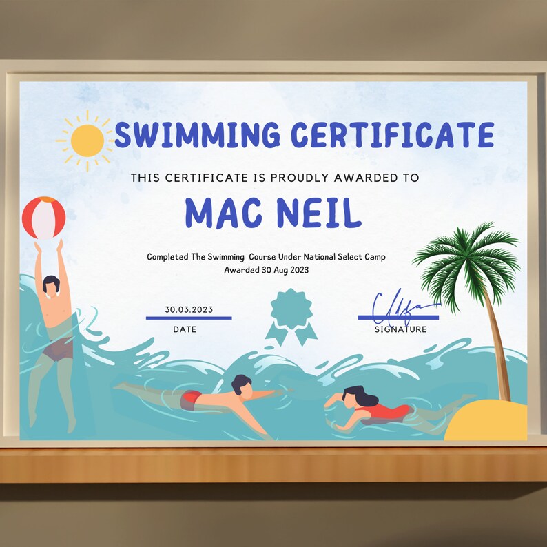 EDITABLE Swim Team Award Certificates INSTANT DOWNLOAD - Etsy