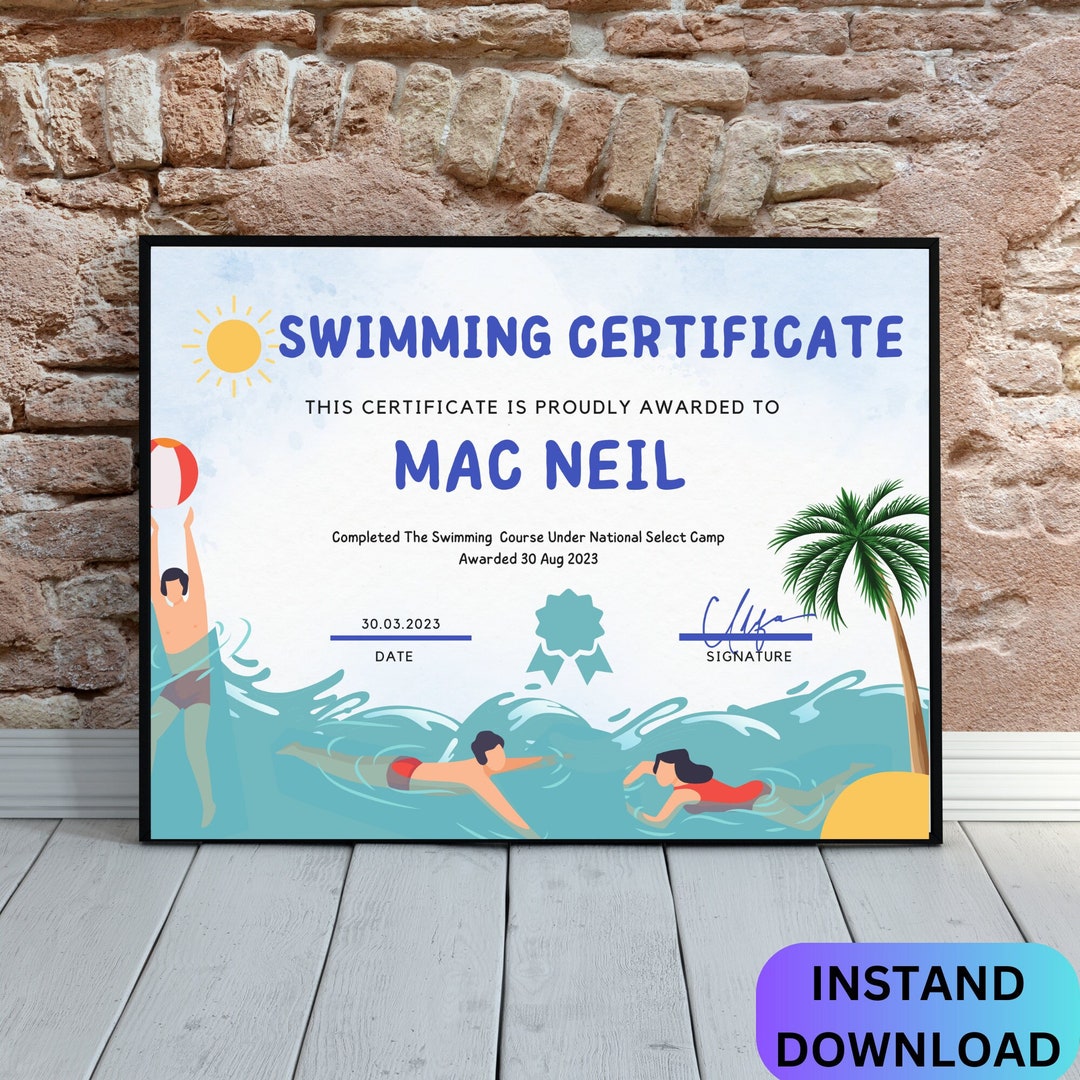 EDITABLE Swim Team Award Certificates, INSTANT DOWNLOAD, Swimming ...