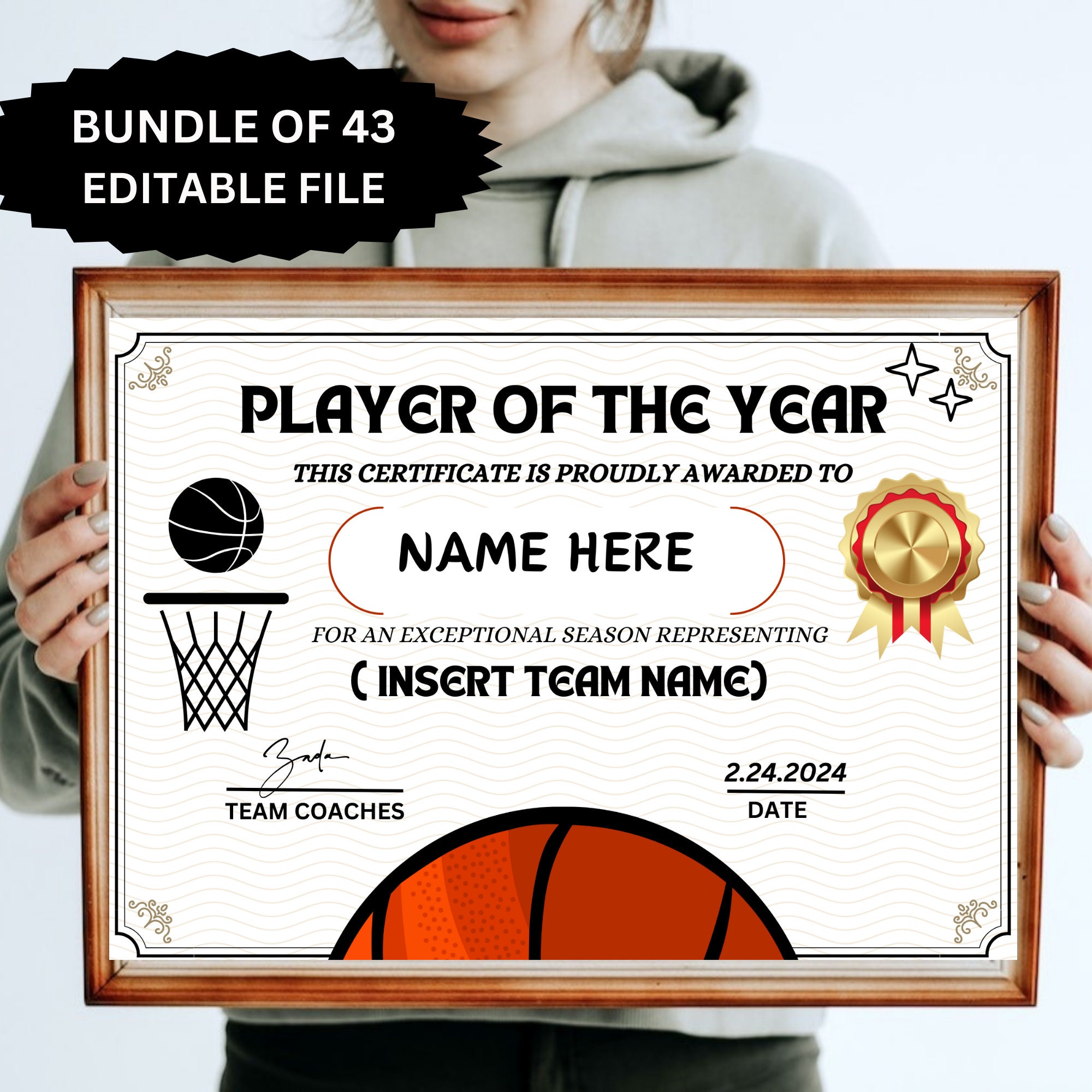 Editable Basketball Award Certificates Award Ceremony Certificate End ...