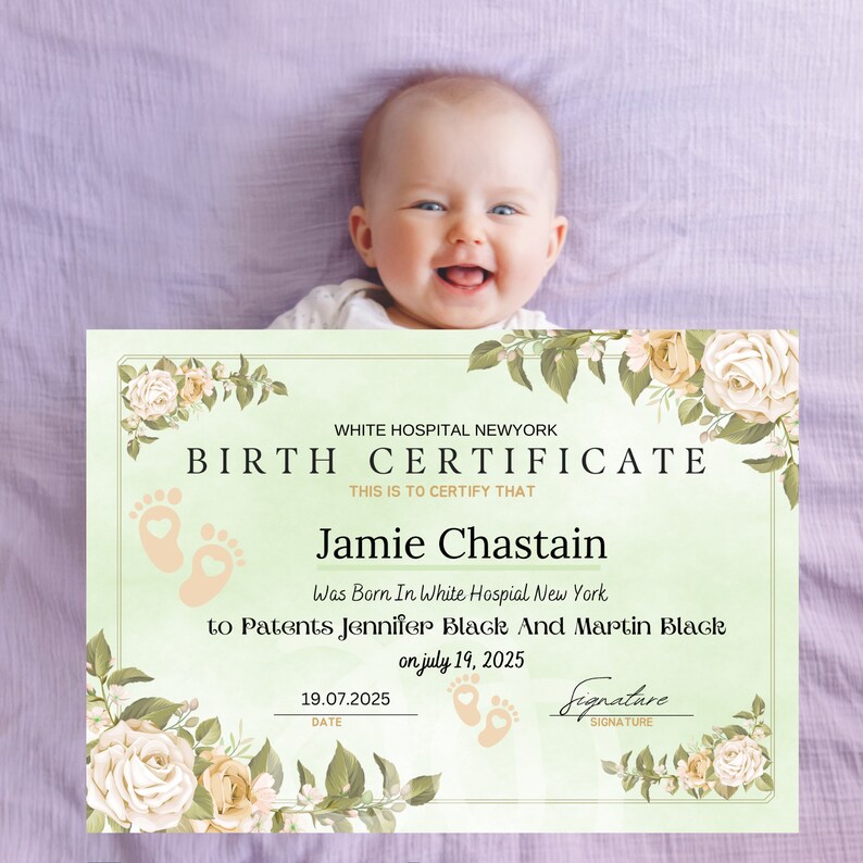 Editable Certificate of Birth Certificate Template Baby - Etsy