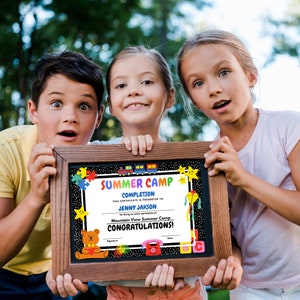 Summer Camp Fun Certificate, Summer Camp Participant Award, Fillable ...