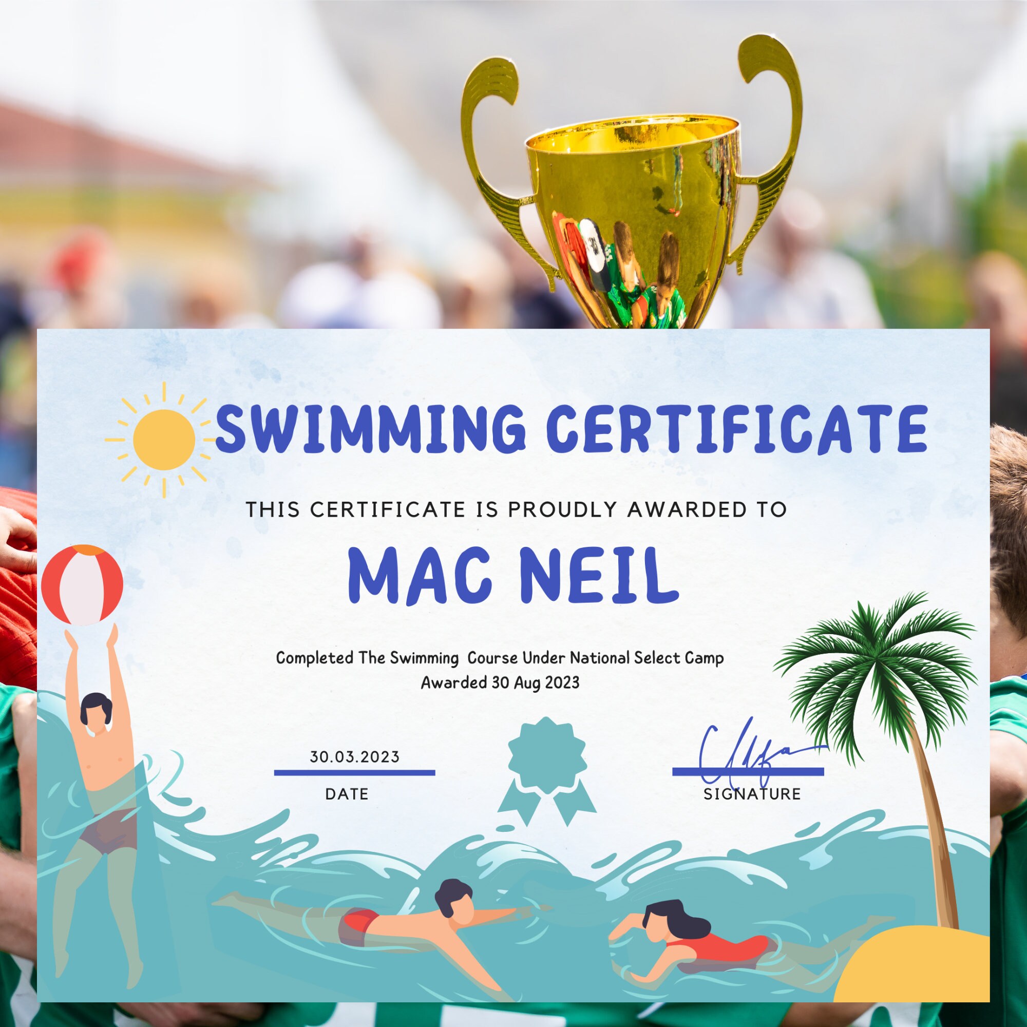 EDITABLE Swim Team Award Certificates INSTANT DOWNLOAD - Etsy