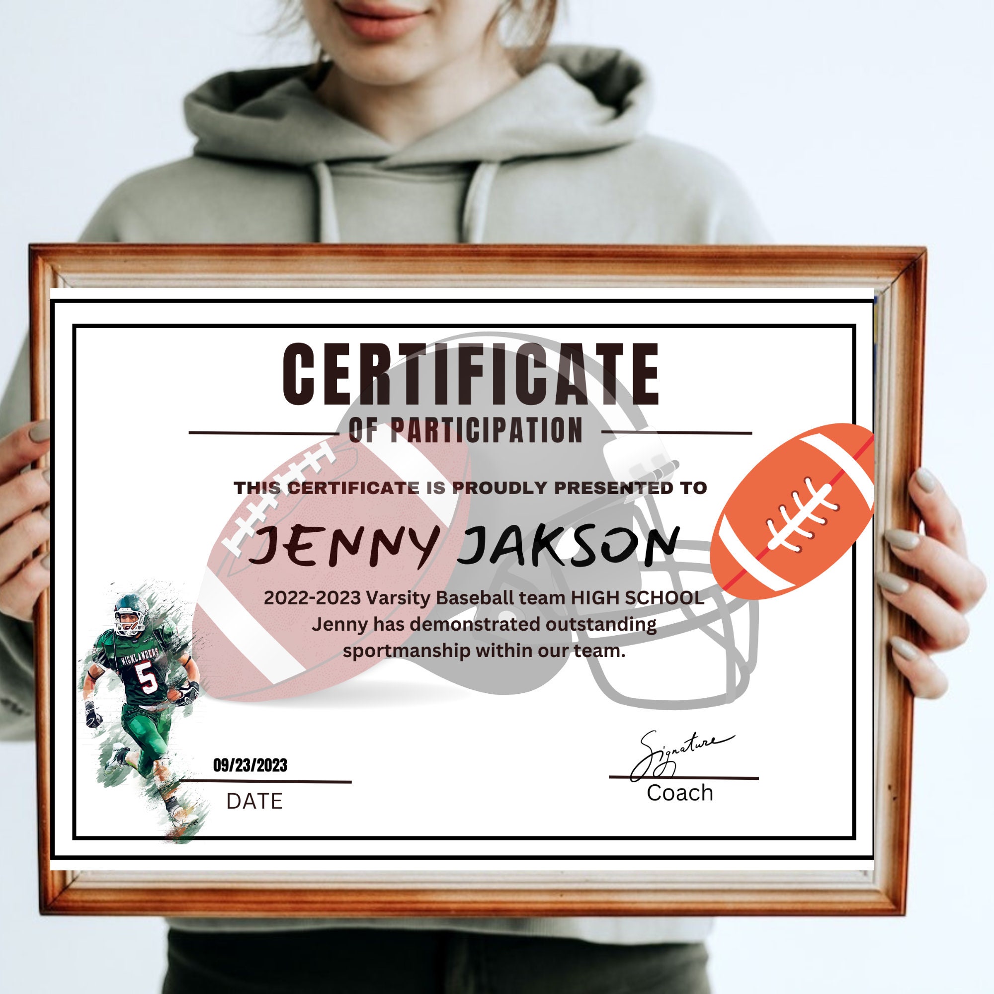 Editable American Football Certificates, Editable Baseball Award ...